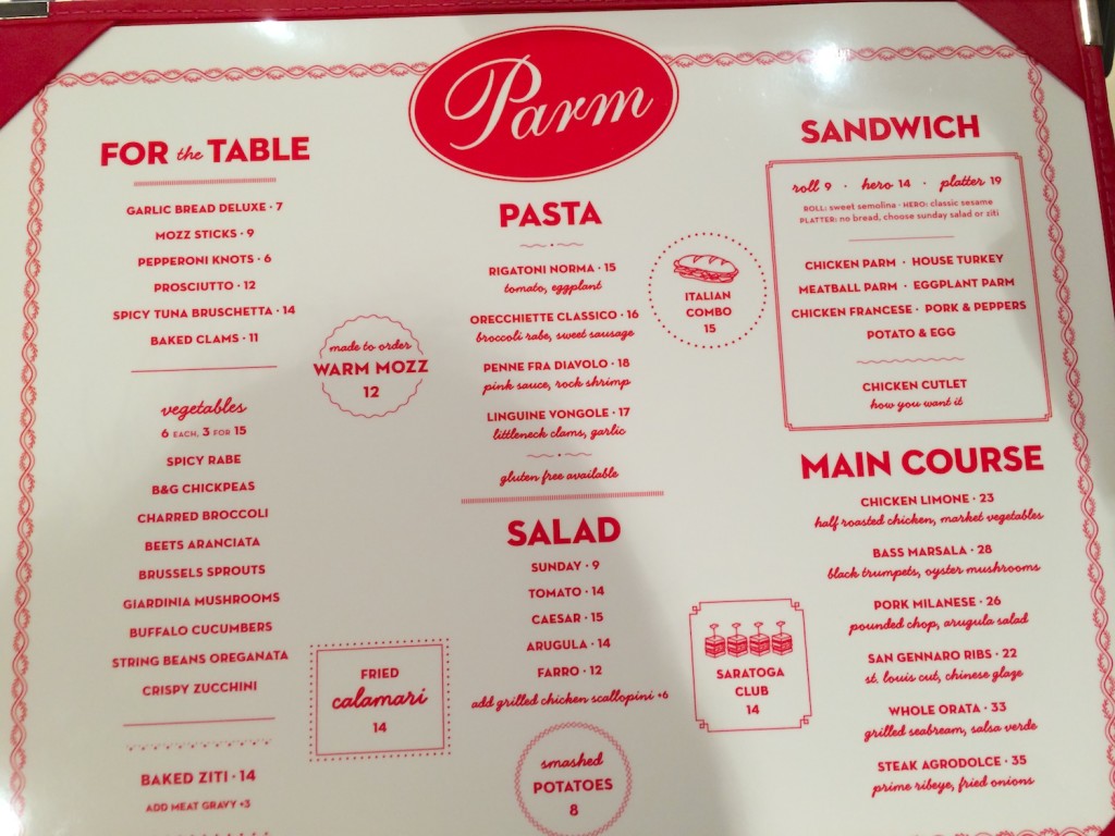 PARM TO OPEN ON TUESDAY NIGHT; CHECK OUT THE MENU