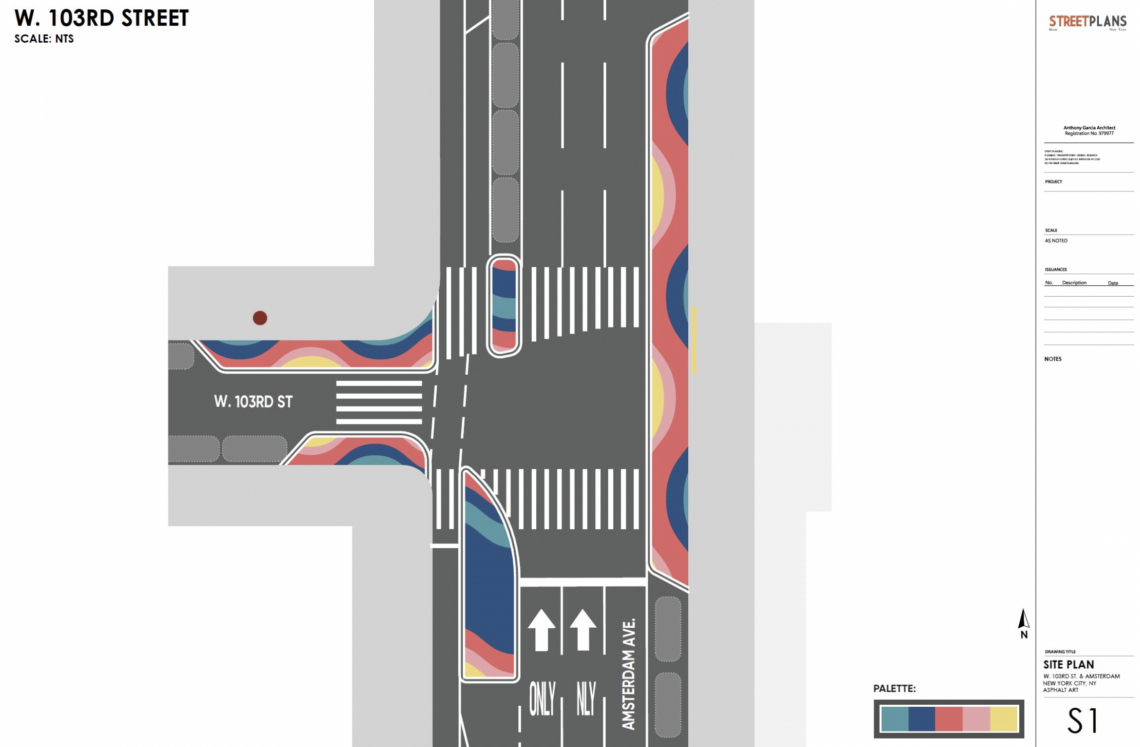 Colorful 103rd Street Redesign Prioritizes Pedestrians Over Parking