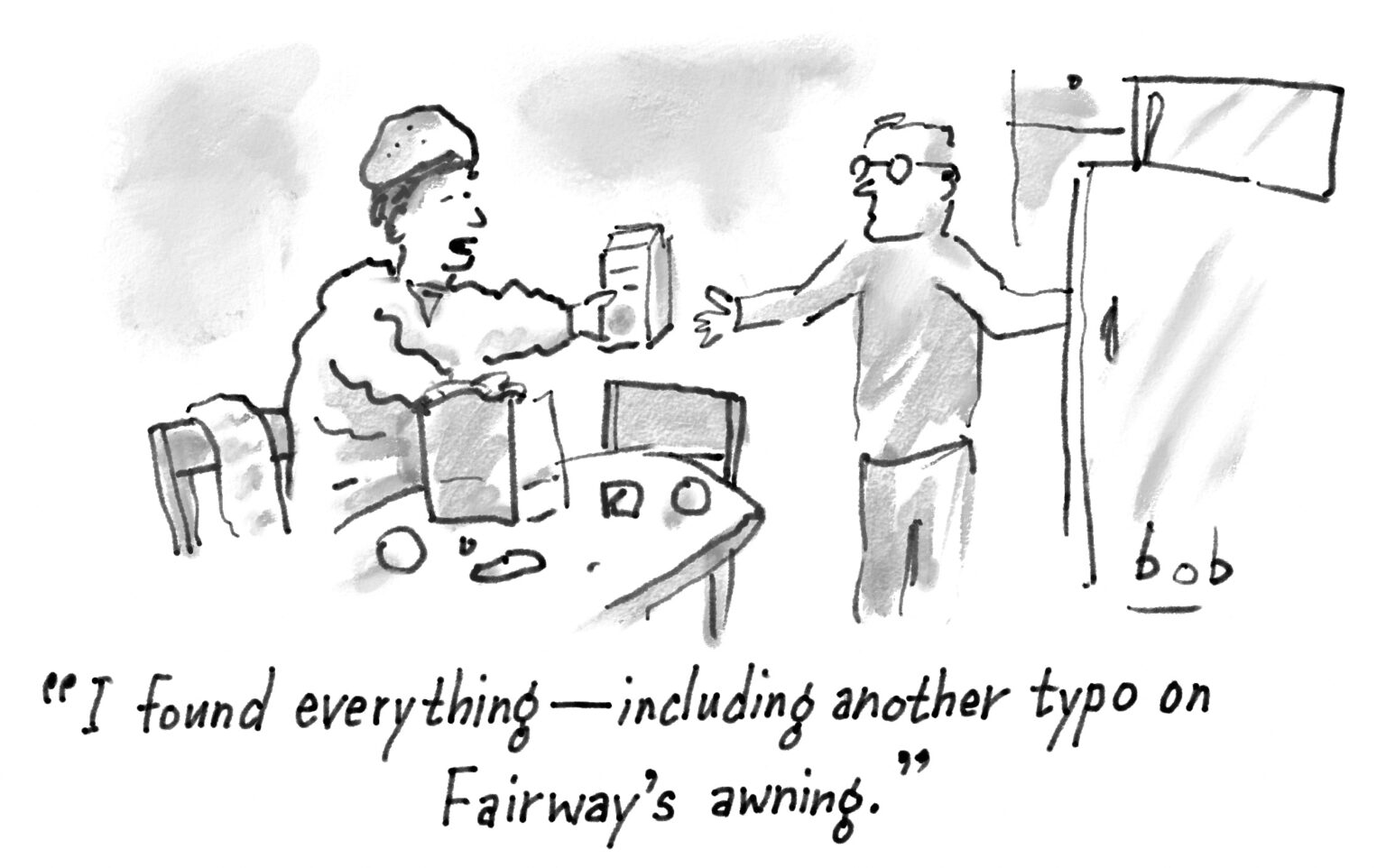 WSR Cartoon: Looking for Typos on the Upper West Side
