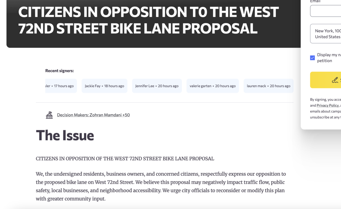 Opposition Group Schedules UWS Rally Against New 72nd Street Bike Lane ...