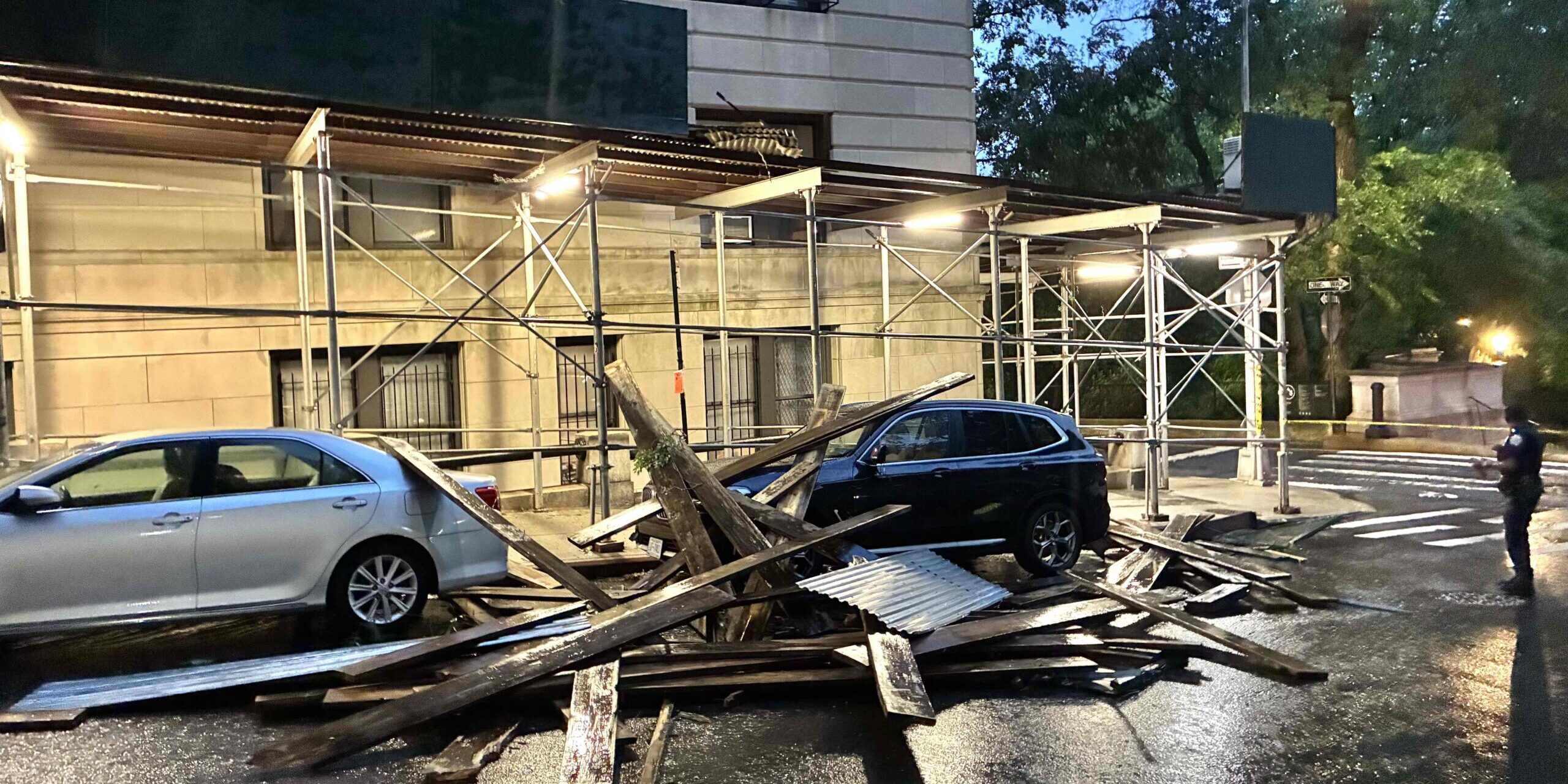 Upper West Side Sidewalk Shed Torn Down By Storm: See It